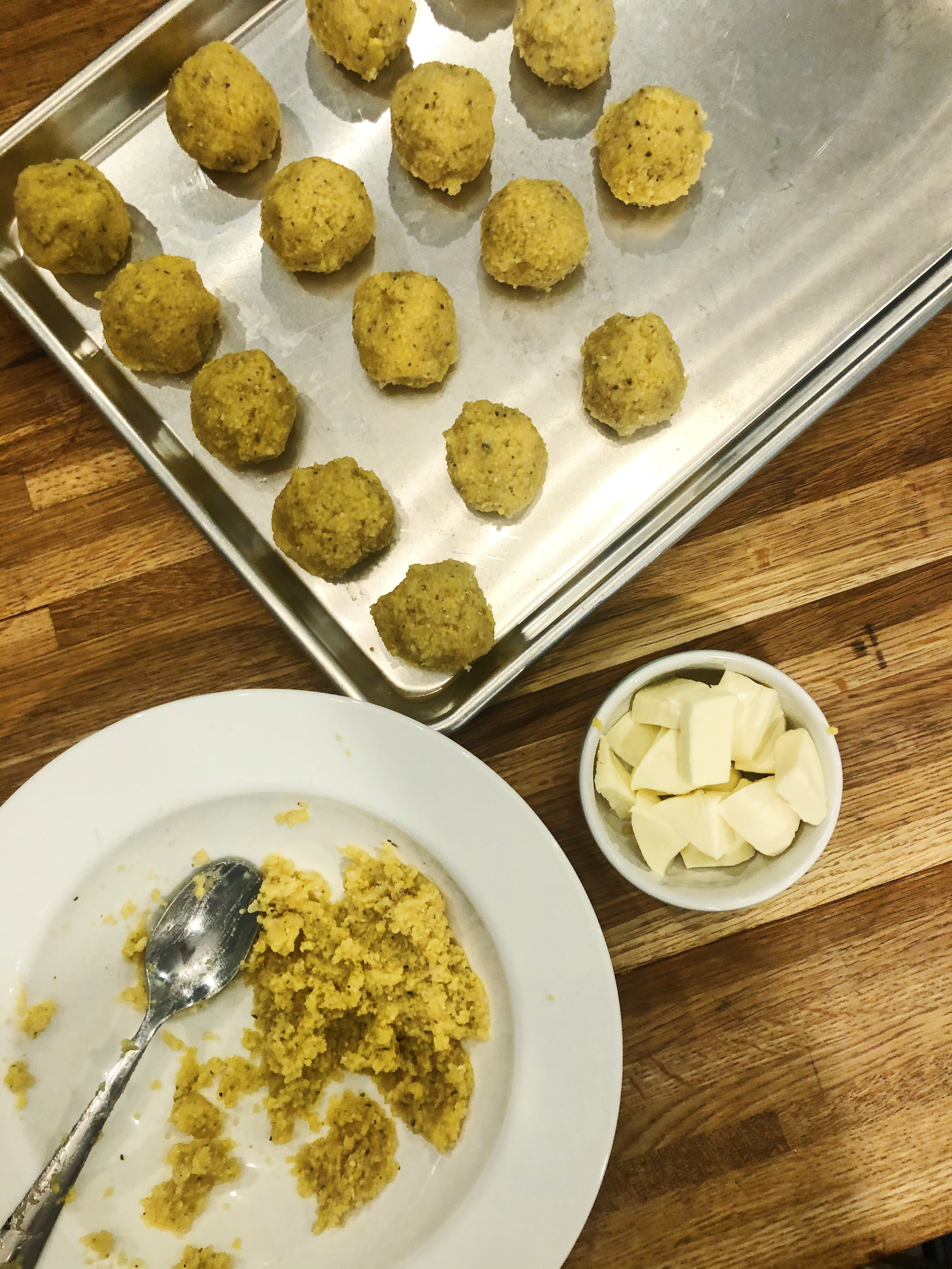 Polenta Mozzarella Balls with Spicy Marinara – Aly Eats Food