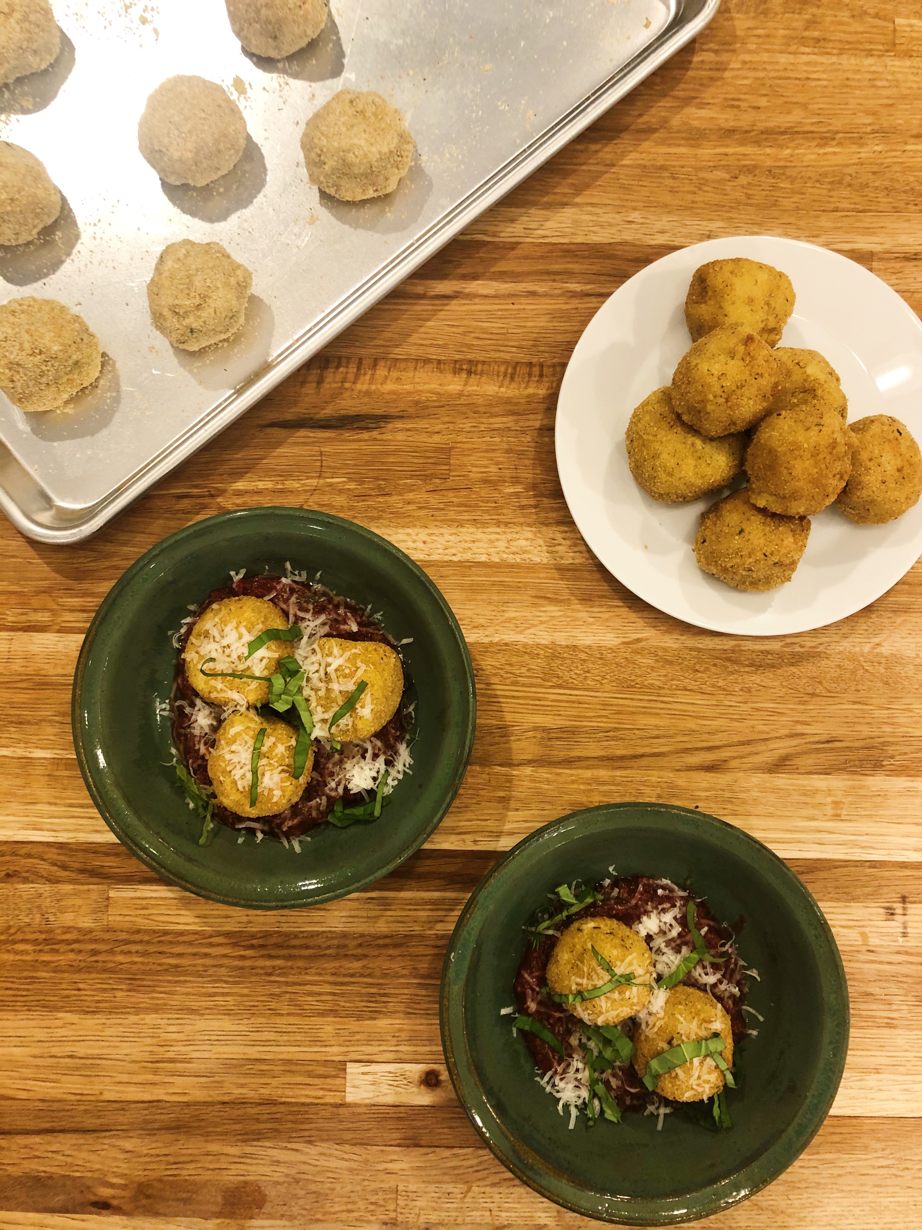 Polenta Mozzarella Balls with Spicy Marinara – Aly Eats Food